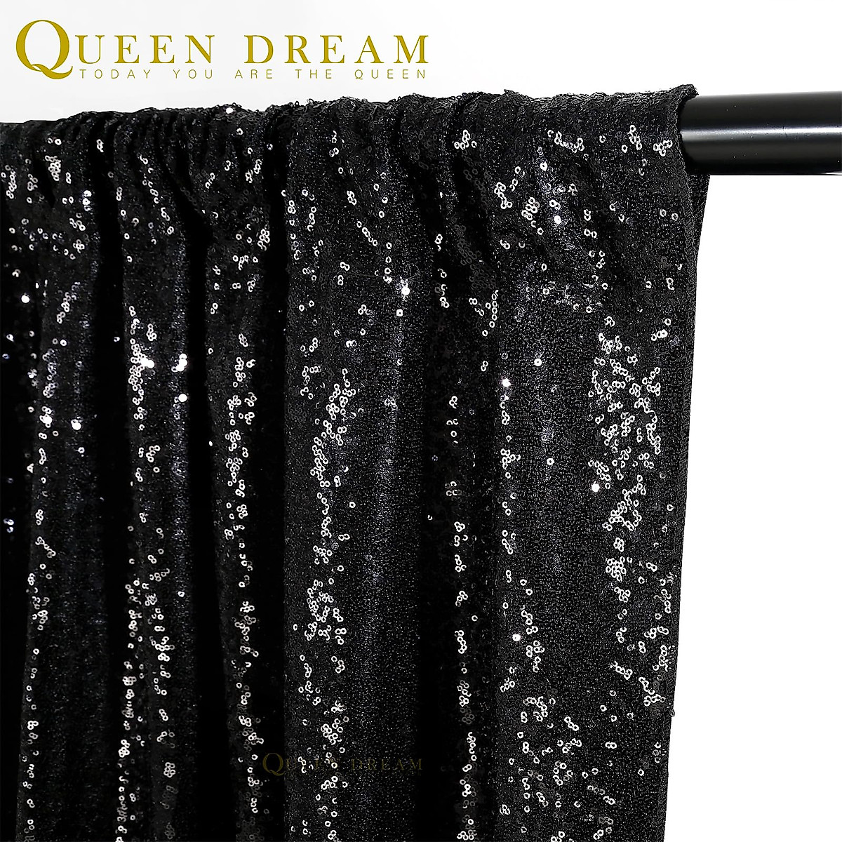 Black Sequin Backdrop 4 Panels 2FTx8FT Halloween Backdrop Curtains Party Backdrop Wedding Baby Shower Decoration