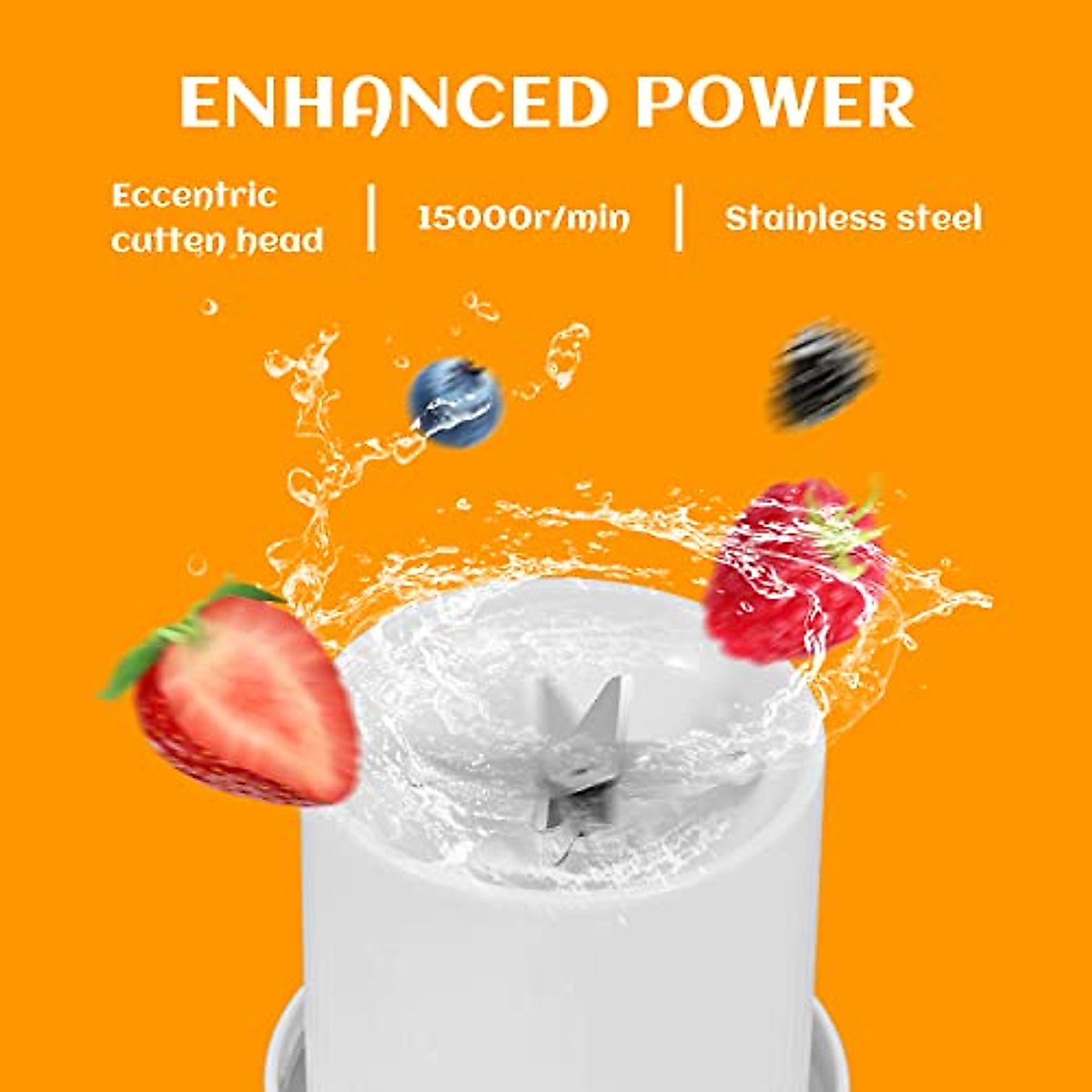 Portable Blender, One-handed Drinking Travel Bottle for Shakes and Smoothies, 8 Blade ​Portable Juicer,14 oz with Rechargeable USB personal size blenders