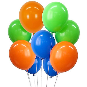 FUNPRT Blue Green Orange Latex Balloons Garland,97 Count Children's Dinosaur Theme Party Decoration