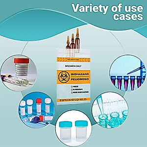 APQ Biohazard Specimen Bags 6 x 9, Orange and Black 3-Wall Biohazard Bags 100 Pack, Clear 2 Mil Bio Hazard Bags, Waterproof Plastic Zipper Bags with “Pull Apart to Tear” Line and Document Pouch