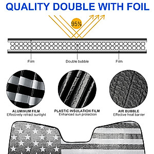 Litivy Windshield Sun Shade Compatible with Toyota Tacoma 2016-2022 TRD Off-Road, SR, SR5, TRD Sport, TRD Pro 23"x53" Folding Front Window Sun Shade for Car Accessories (American Flag)