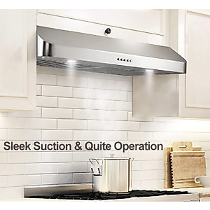 EVERKITCH Range Hood 30inch Under Cabinet, 450CFM Kitchen Vent Hood with Permanent Stainless Steel Filters