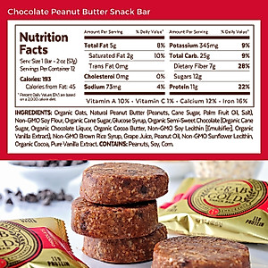 Snack Bars by Grab The Gold - Organic, Gluten Free, Vegan, Kosher, & Dairy Free - 11g of Protein - Chocolate Peanut Butter (14 Count)