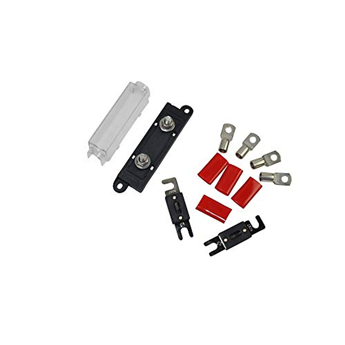ANL Fuse Holder+2 pcs of 250A Fuses+4pcs of 1/0 AWG Cable Ring Terminal Lugs 5/16'+4 pcs Terminal insulators All-in- One Pack (250A)