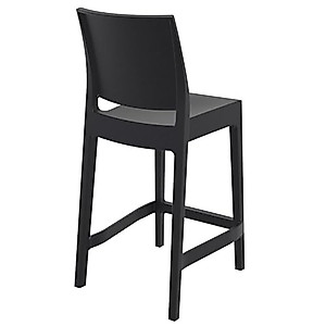 Home Square Resin 25.6" Counter Stool in Black - Set of 2