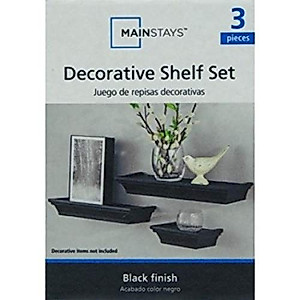 Mainstays 3 Piece Decorative Floating Shelves Includes Wall Mounting Hardware in Black Finish