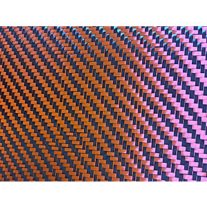 GatherTOOL 1PC Carbon Aramid Fiber Hybrid Fabric Cloth 50cm Width and 100cm Length Orange Twill Weave 190gsm