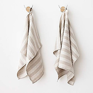 LinenMe Set of 2 Hand and Guest Towels Natural Striped Lucas, 13" x 20"