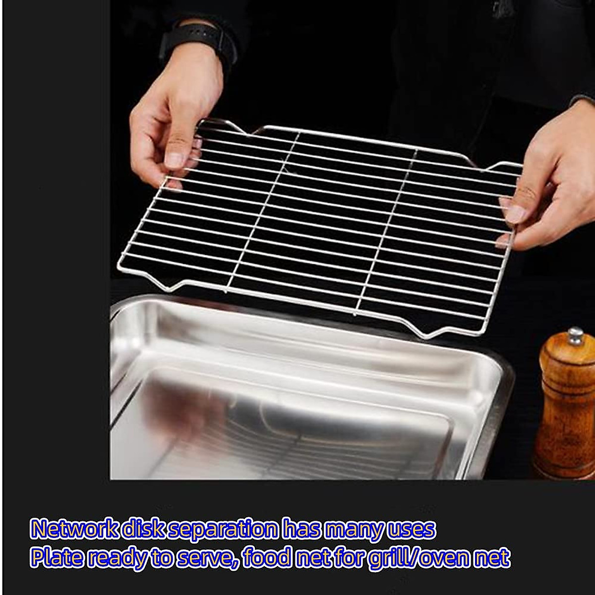 Small Baking Sheet Pan with Wire Rack Set [1 Pans + 1 Racks] Stainless Steel Cookie Pan baking Tray Size 10.4 x 8.15 x 2 Inch