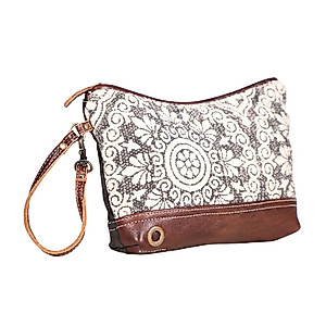 Myra Bags Summer Mist Canvas, leather & Rug Pouch Wristlet S-1942