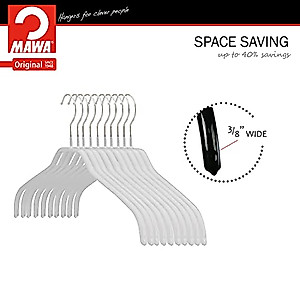 MAWA Ft Reston Lloyd Silhouette Series Non-Slip Space Saving Clothes Hanger for Shirts and Dresses, Style 41/F, Set of 10, White, Pack of 10, 10 Piece (12138)