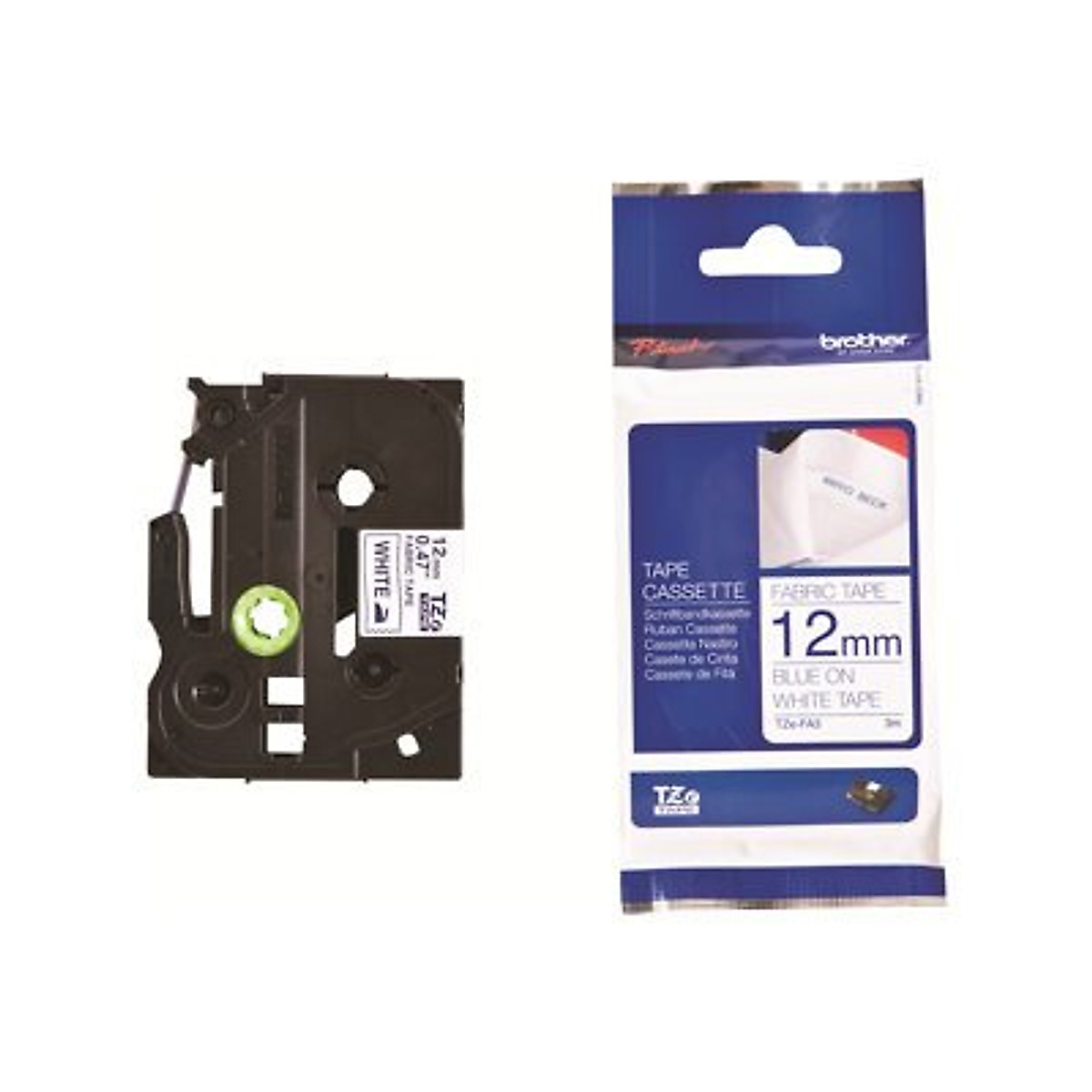 Brother Tzefa3 Tz Industrial Series Fabric Iron-On Tape, Navy-On-White, 1/2" X 9.8 Ft