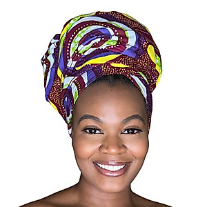 Touch of a Queen African Print Pattern Ankara Headwrap Turban Headband Hair Scarf (Mayamiko)