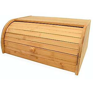 RoyalHouse Natural Bamboo Roll Top Bread Box Kitchen for Countertop Food Storage, Large, NO ASSEMBLY REQUIRED