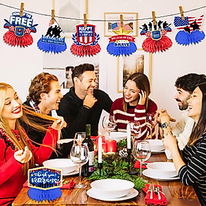 Happy Veterans Day Table Decorations, Veterans Day Centerpieces for Tables, Army Deployment Party Supplies, Patriotic Thank You Veterans Day Decorations Military Welcome Home Honeycomb Table Topper