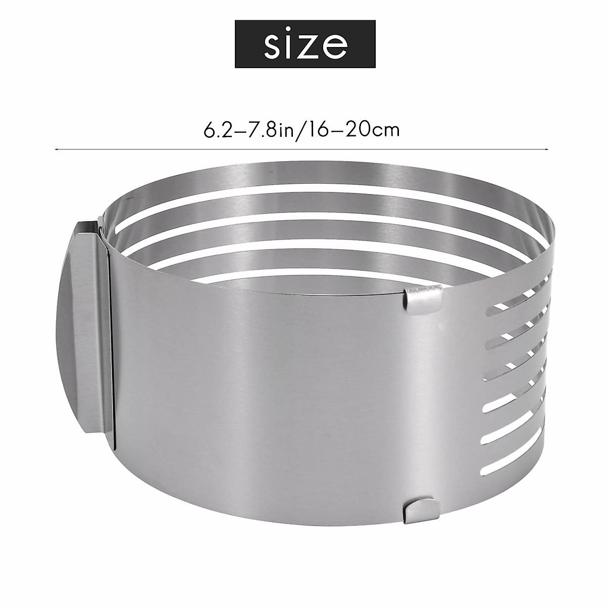 6 to 8 Inch Adjustable Cake Ring for Cutting Layers, Slicing and Leveling Cakes, Stainless Steel 7-Layer Cake Toast Slicer Leveler