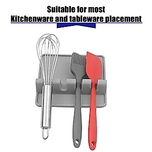 Silicone kitchenware mat-multi-spoon rack for kitchen countertops, cutlery rack with drip pad, suitable for cooking utensils such as barbecue tongs, spoons, etc., essential for party kitchens (blue)