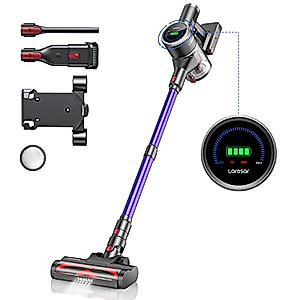 Laresar Cordless Vacuum Cleaner, 33Kpa/400W Stick Vacuum Cleaner, Handheld Vacuum, Stepless Speed Regulation & LED Screen, Headlights, Up to 55Mins, Suitable for Carpet, Pet Hair, Hardwood Floor