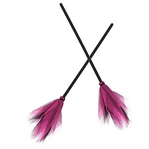 NOLITOY Halloween Witch Broom Set of 2, Halloween Plastic Witch Flying Broom, Halloween Costume Accessories for Cosplay Favors, Masquerade (Random Color)