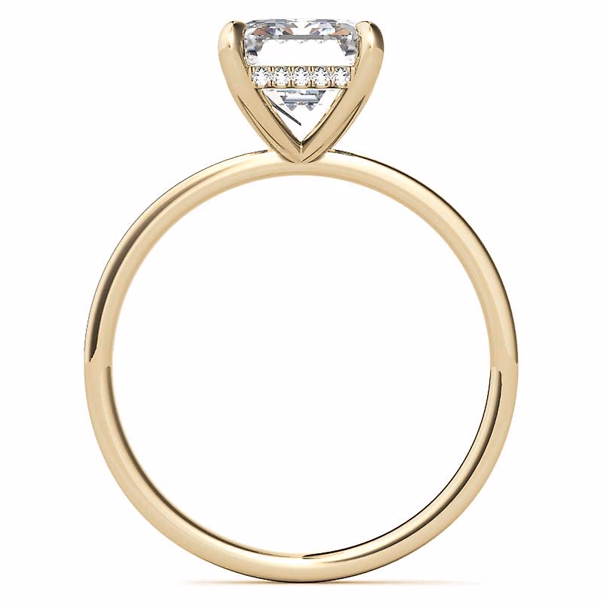 10K Solid Yellow Gold Handmade Engagement Ring 1 CT Emerald Cut Moissanite Diamond Solitaire Wedding/Bridal Ring for Women/Her Anniversary Ring Set (7)