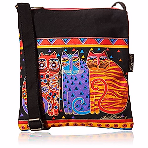 Laurel Burch Crossbody Purse Zipper Top 10"X10", Feline Friends