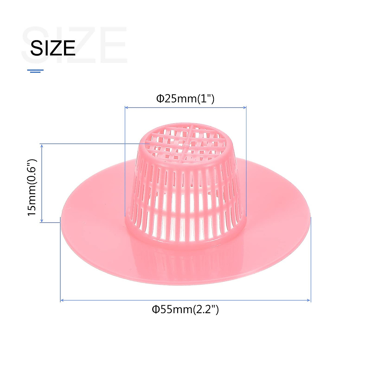 METALLIXITY Bathroom Sink Drain Strainer(2.2" x 0.6") 6pcs, Shower Drain Hair Catcher, Shower Drain Cover Fits - for Bathroom Bathtub Wash Basin Hole Shower Drains, Pink