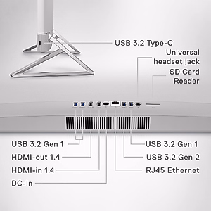 Dell Inspiron 27 7720 All in One Desktop - 27-inch FHD Display, Intel Core i5-1335U, 16GB DDR4 RAM, 512GB SSD, Intel Iris XE Graphics, Windows 11 Home, Services Included - White