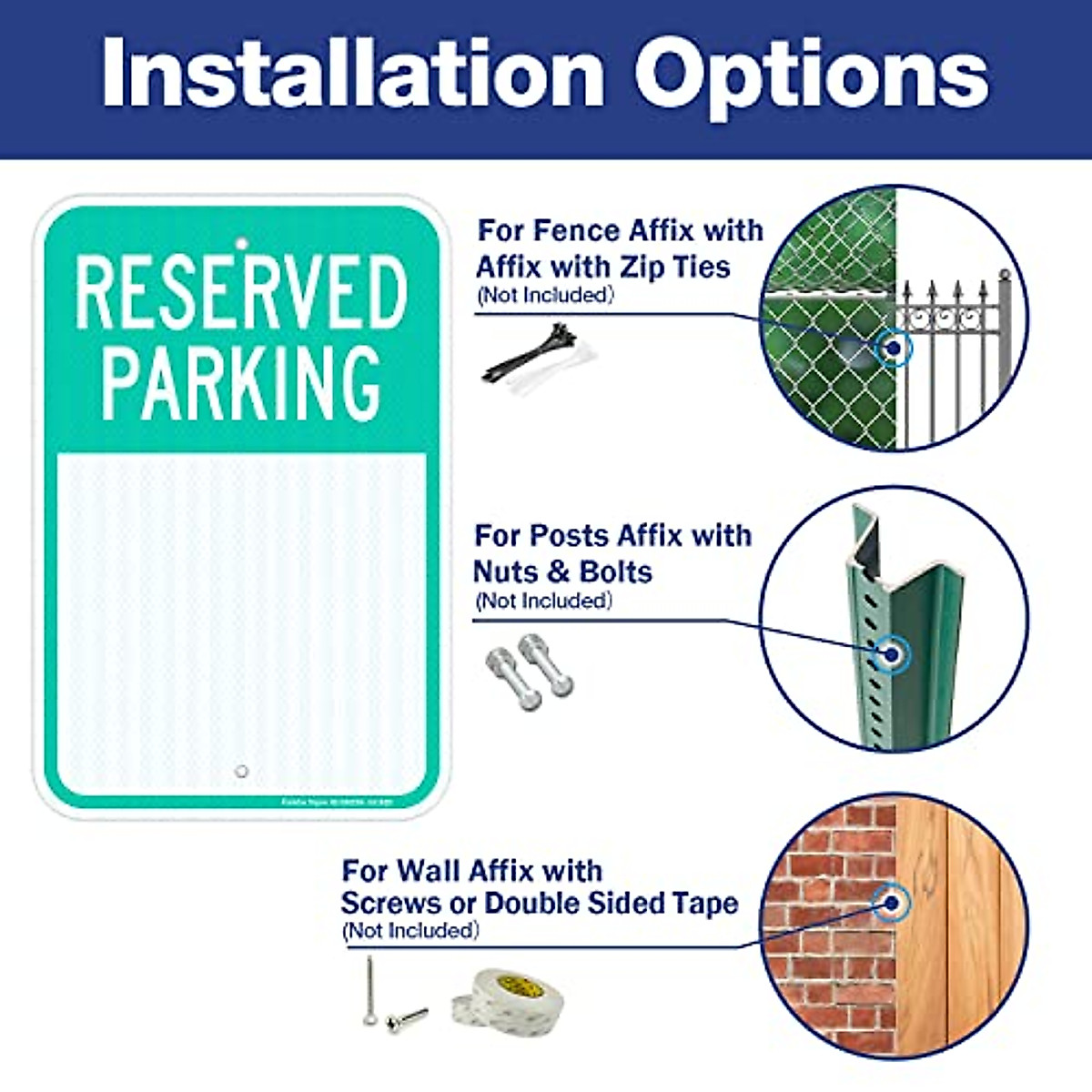 Faittoo Blank Reserved Parking Signs, 4-Pack 18 x 12 Inch Engineer Grade Reflective Aluminum Signs, Weather/Fade Resistant, UV Protected, Easy to Install and Read, Indoor/Outdoors Use