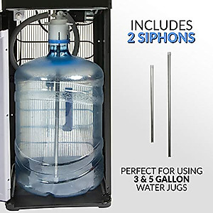 Igloo IWCBL353CRHBKS Stainless Steel Hot, Cold & Room Water Cooler Dispenser, Holds 3 & 5 Gallon Bottles, 3 Temperature Spouts, No Lift Bottom Loading, Child Safety Lock, Black/Stainless
