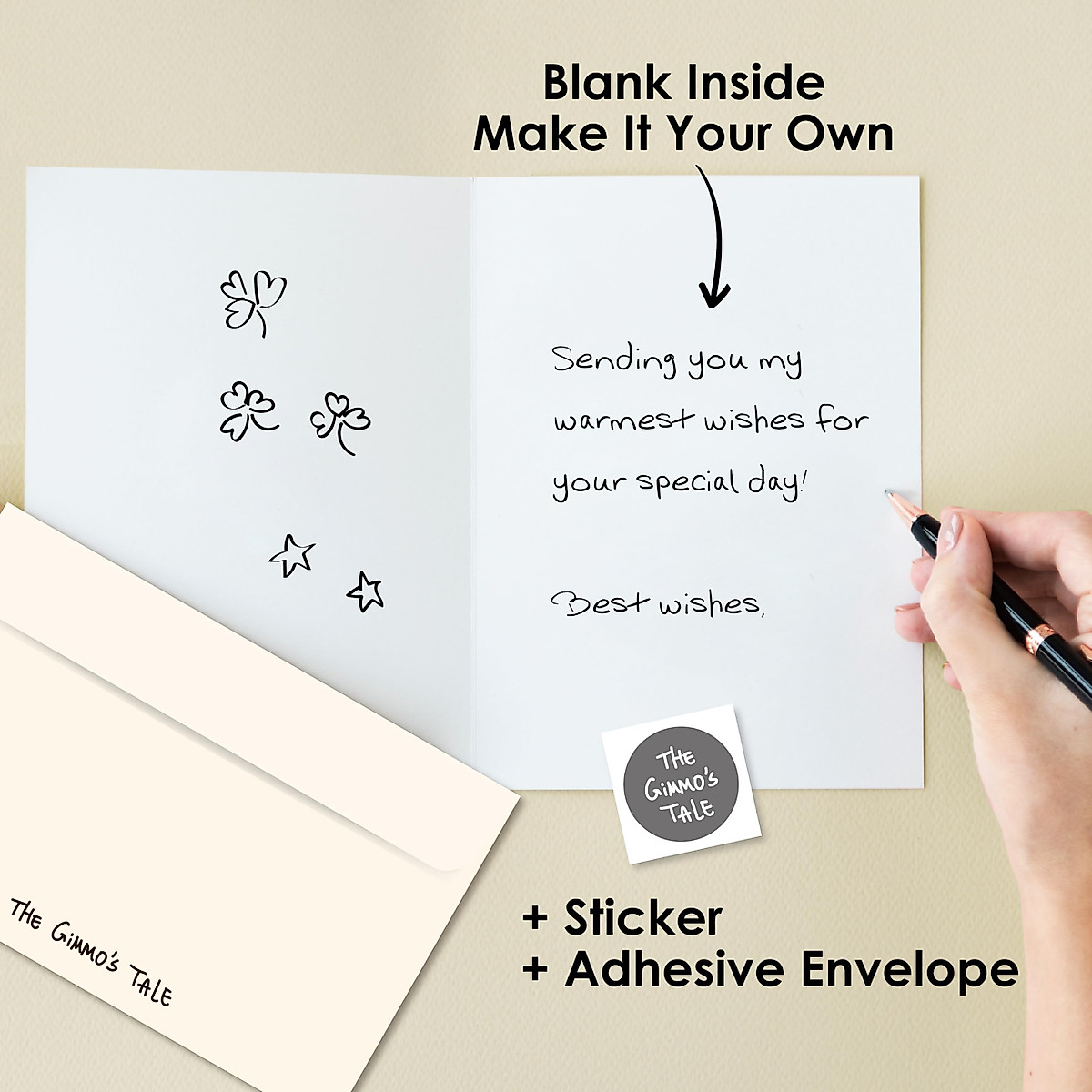 The Gimmo's Tale Cute Card for Cat Lover with PAWS - (Envelopes, Stickers Included)