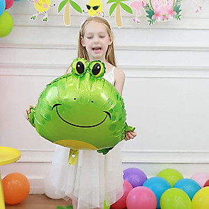 HORUIUS Frog Balloons Green Large Inflatable Air Cute Frog Foil Mylar Balloons for Baby Shower Insect Animal Themed Party Birthday Decoration Supplies 25.6 inch 5PCS