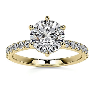 10K Solid Yellow Gold Handmade Engagement Ring 3.00 CT Round Cut Moissanite Diamond Solitaire Wedding/Bridal Ring Set for Women/Her, Fancy Rings Gift for Her