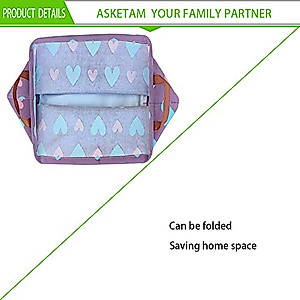ASKETAM Square Canvas Collapsible Fabric Baby Toy Box Storage Bin Bedroom Decor Closet Kids Laundry Baskets Toy Organizer,Shelf Basket Nursery Storage,Gift Baskets(Love in Purple)