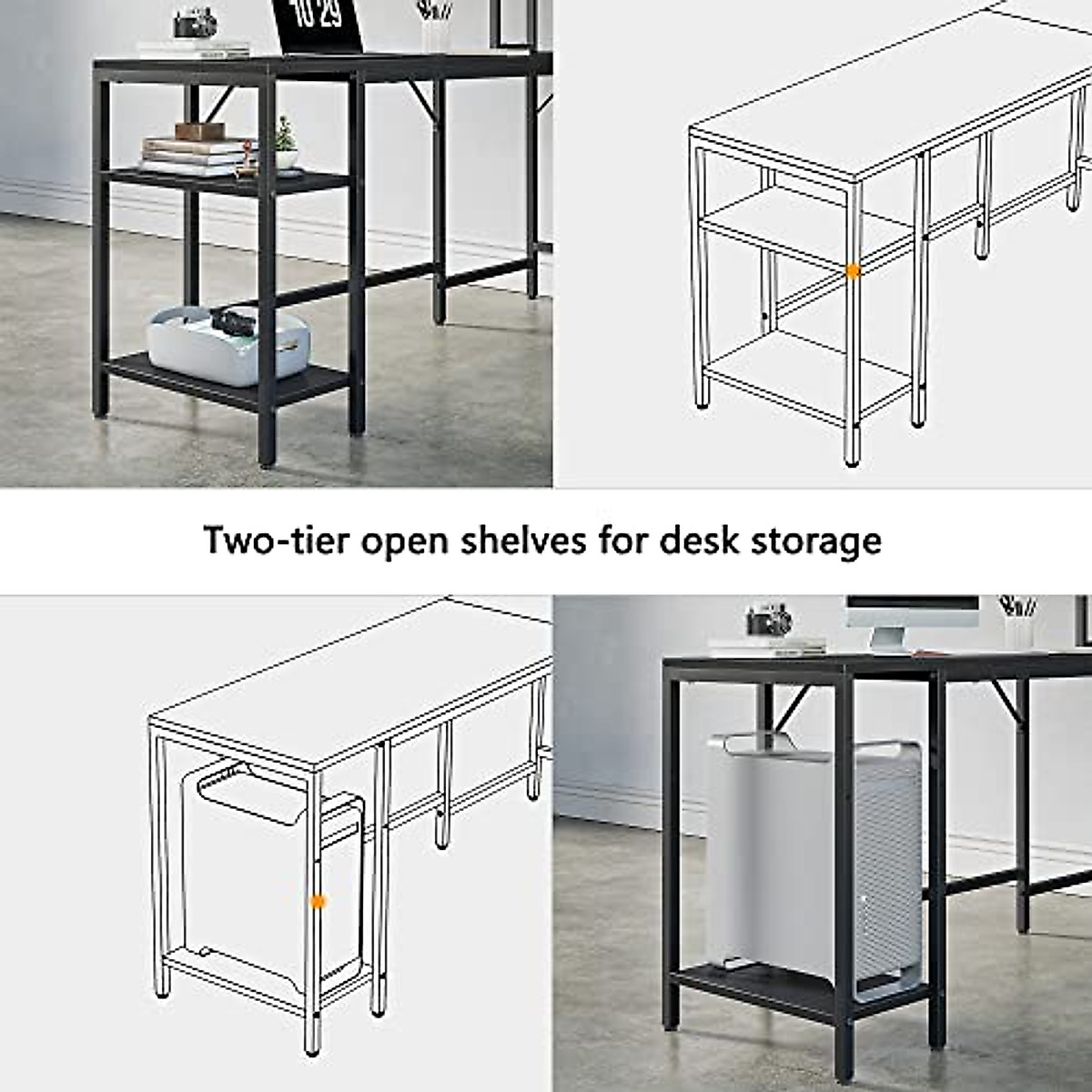 CubiCubi L Shaped Desk with Hutch, 58" Corner Computer Desk with Drawer,Home Office Gaming Table Workstation with Storage Bookshelf
