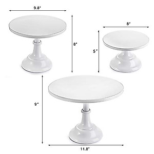 Yarlung Set of 3 Metal Cake Stands, 8/10/12 Inch Pillar Style Cupcake Display Stands Dessert Trays Pie Plates for Wedding, Party, Birthday, Gatherings, White