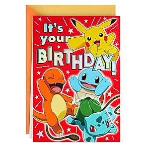 Hallmark Pokémon Pop Up Birthday Card for Kids (Pikachu, Squirtle, Charmander, Bulbasaur)
