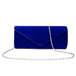 U-Story Women's Evening Wedding Party Velvet Envelope Clutch Bag Tote Purse Handbag (Blue)