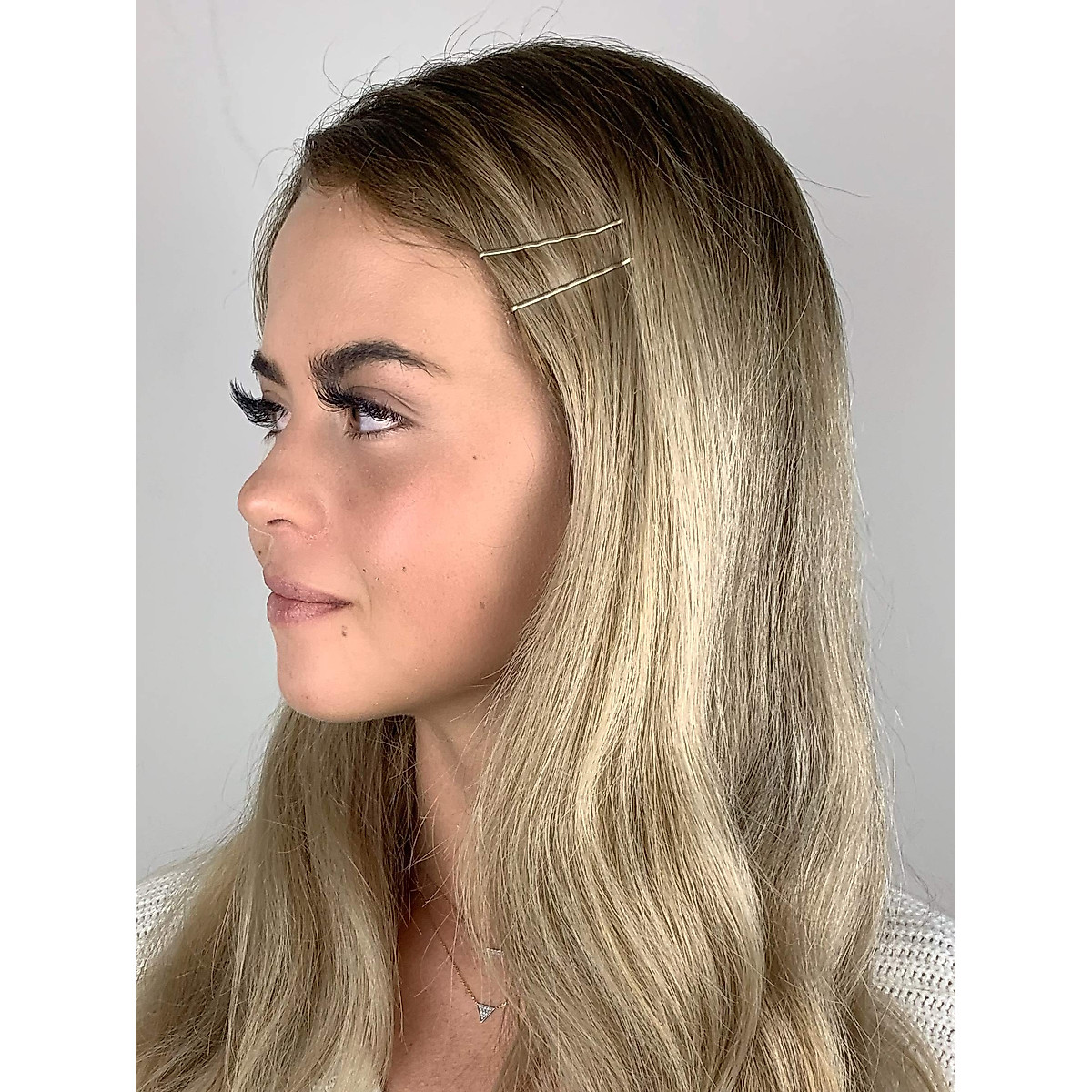 Heliums Bobby Pins - Light Ash Blonde - 2 Inch Wavy Hair Pins, Matte Metallic Color Blends with Light Ash Blonde Hair, 48 Count