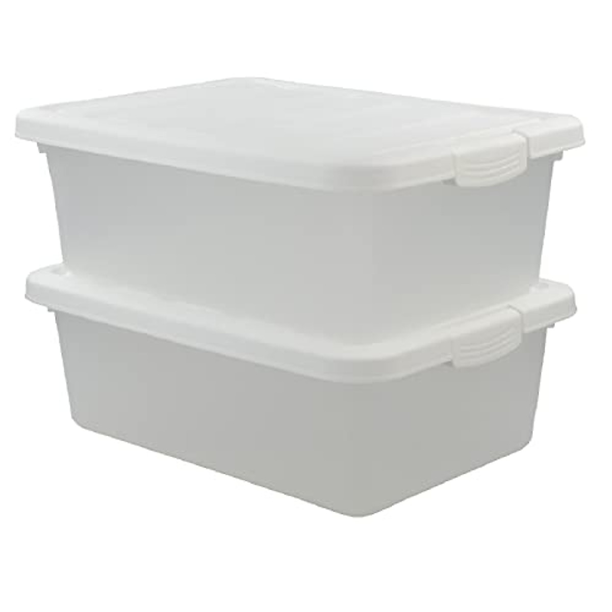 Easymanie 14 Quart Frosted Latching Bin, Plastic Storage Box with White Lid, Pack of 2, F