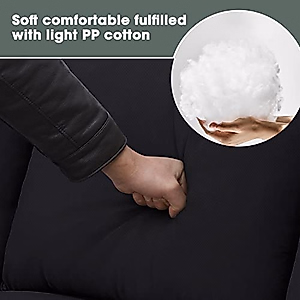 FIQHOME 7-Seat Reversible Chaise, L Shaped Ottoman, Living Room, Modular Sectional Fabric Sofa Corner Couch Set with 3 Pillows, Black