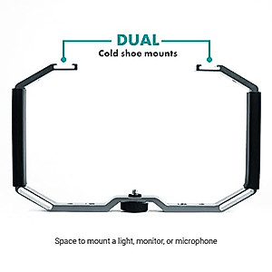 Movo SPR/CR-5 Metal Cage Rig Stabilizer for Mirrorless Camera, DSLR, Smartphone - Dual-Grip Handheld Camera Rig - Two Hand Stabilizer for Video and Film Shoots, Sports Videography, Vlogging, and More