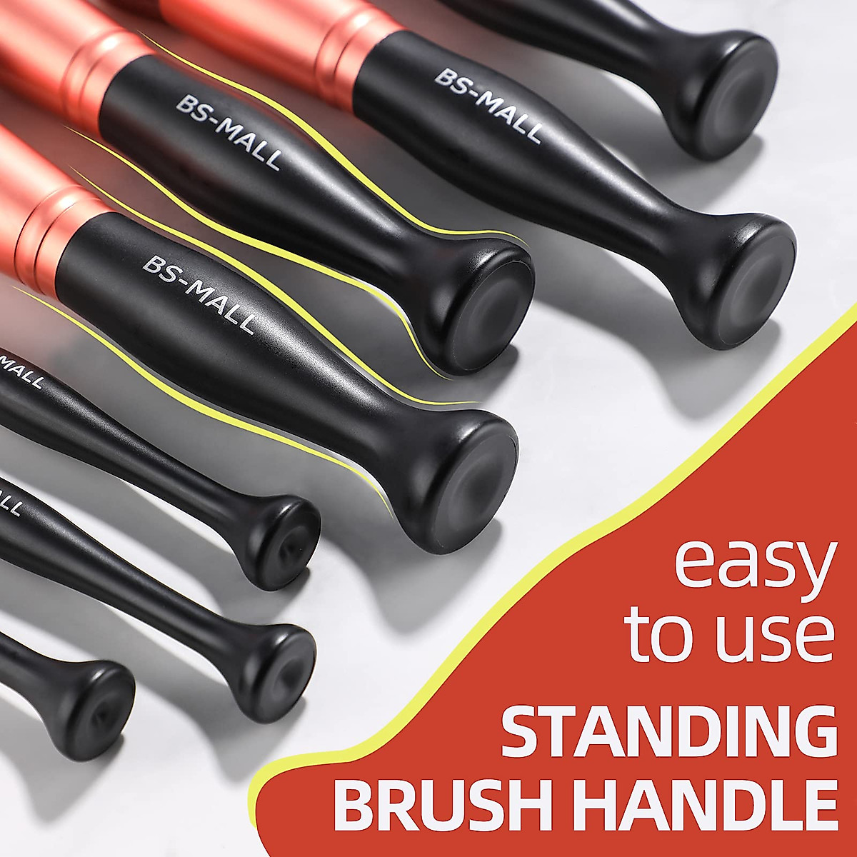 BS-MALL Makeup Brushes Stand Up Premium Synthetic Foundation Powder Concealers Eye Shadows (14Black)