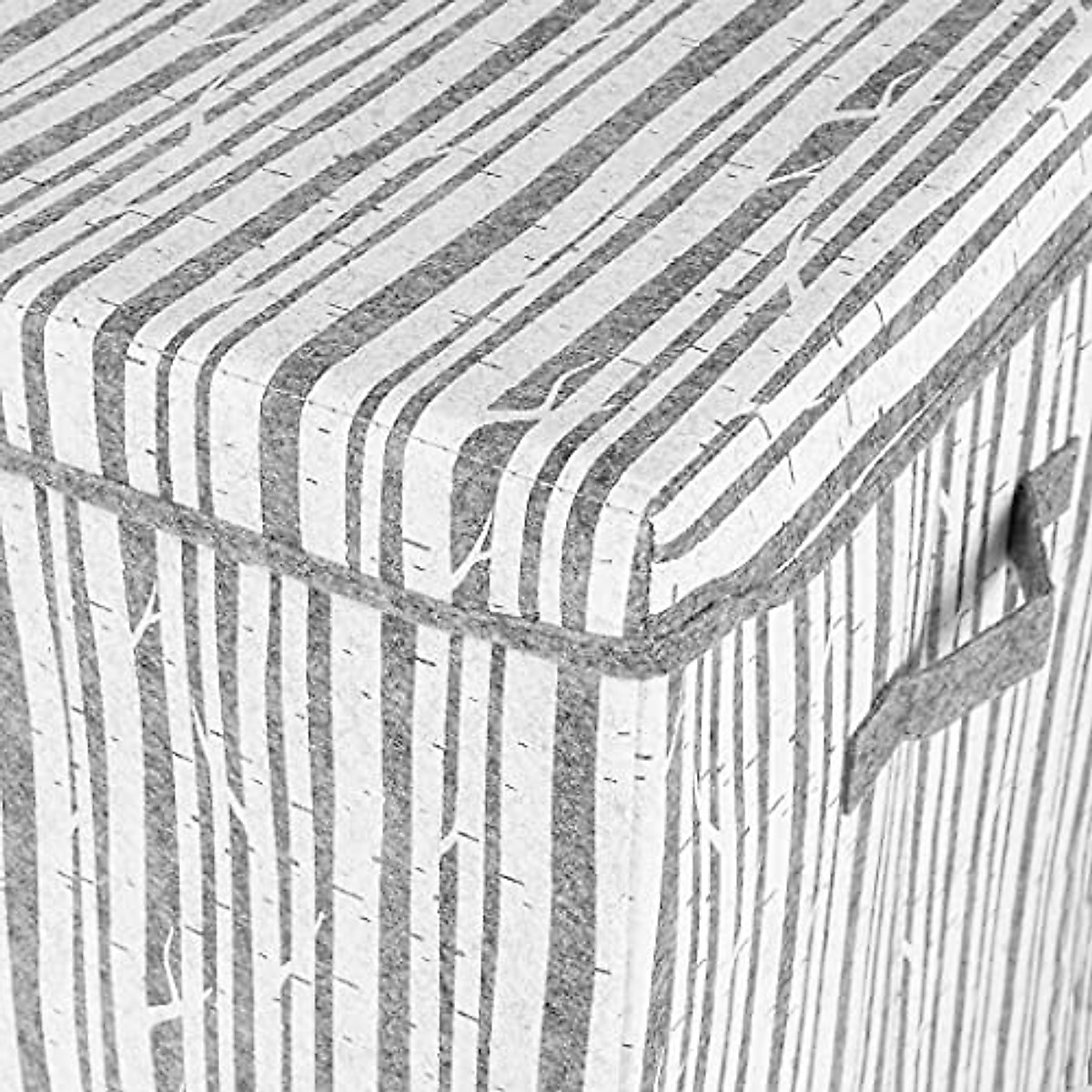 Sammy & Lou Birch Felt Toy Box; Collapsible; Gray, White; Two Handles; Hinged Lid; 22 in x 14.5 in x 15 in