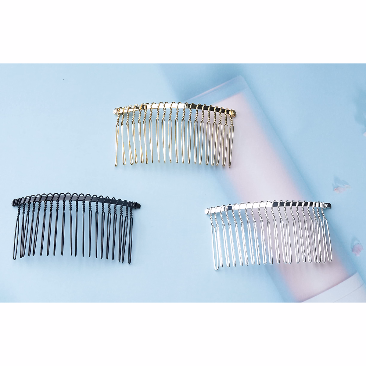 Ruwado 6 Pcs Metal Hair Combs 10 Teeth 20 Teeth Wire Twist Veil Hair Side Combs Pin Clips for DIY Jewelry Making Wedding Bridal Party Décor Accessories for Women Girls Hairstyle