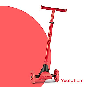 Yvolution Y Glider Kiwi | Three Wheel Kick Scooter for Kids with LED Wheels for Children Age 3+ Years Old(Red 2)