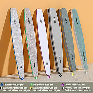 Nail File Buffer, Teenitor Gel Nail File Set Professional Nail Buffer File Block Natural Manicure File Nail Polisher Washable Double Sided