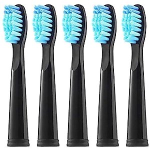 YUNCHI Electric Toothbrush Replacement Heads 5 Pack Compatible with Fairywill FW-507/508/551/917/959, for FW-D1/FW-D3/FW-D7/FW-D8, for Fairywill Toothbrush Refills - Black