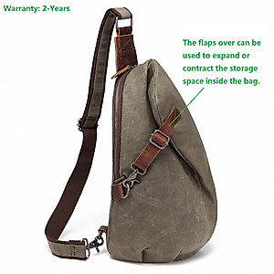 AOTIAN Unisex Sling Backpack Waxed Canvas Crossbody Bag 10 Liters, Army Green