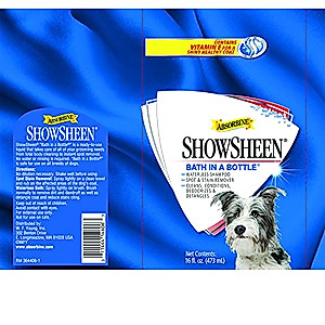Absorbine ShowSheen Bath in a Bottle Waterless Shampoo for Dogs, 5-in-1 Formula: Clean, Condition, Deodorize, Detangle, Instant Spot Remover, 16oz Spray