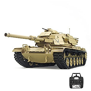 VINIX 1/16 RC Tanks That Shoot BB, 2.4G US M60A1 Main Battle Tank Model with Smoke & Sound 360-Degree Rotating Turret, Remote Control Military Vehicles Model Toys